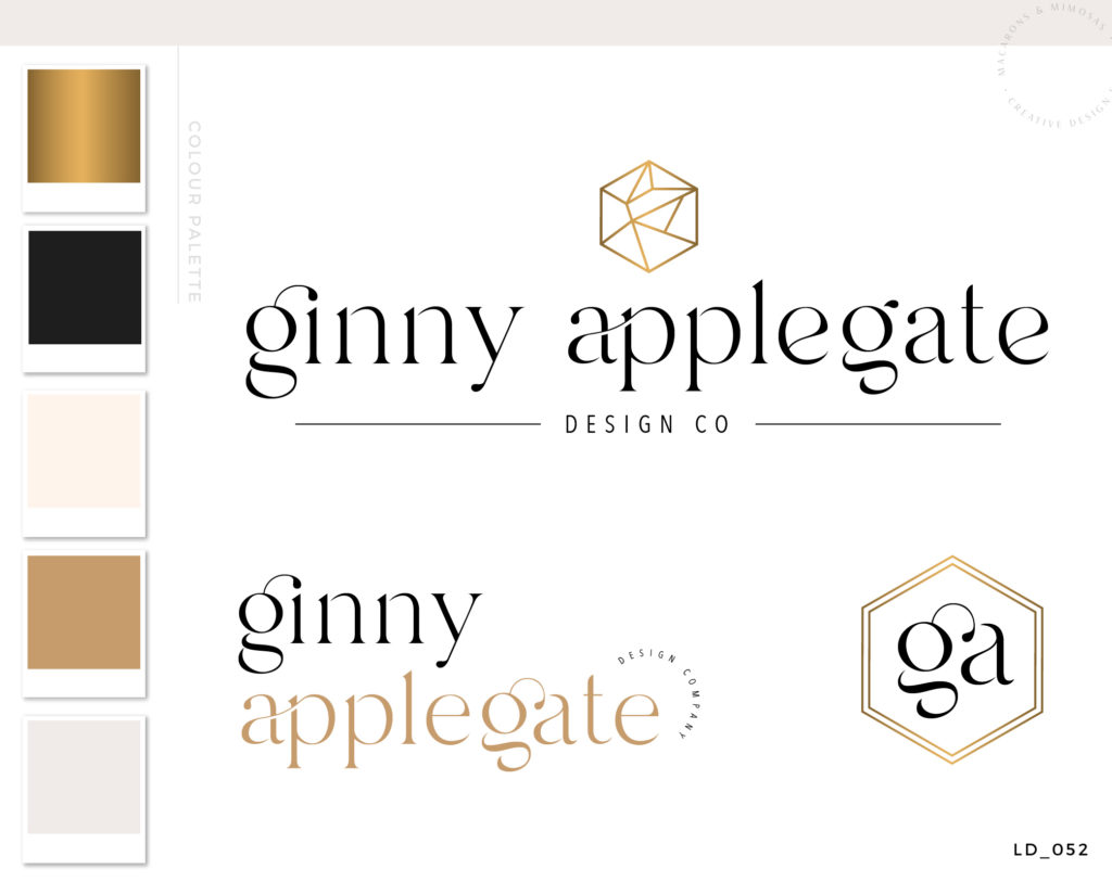 Hexagon Logo Design Ginny Applegate Logo Set • Macarons and Mimosas