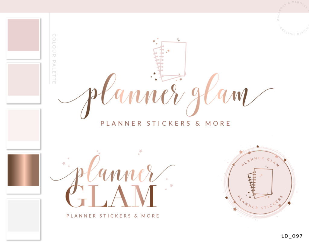 Planner Sticker Logo Design • Macarons and Mimosas