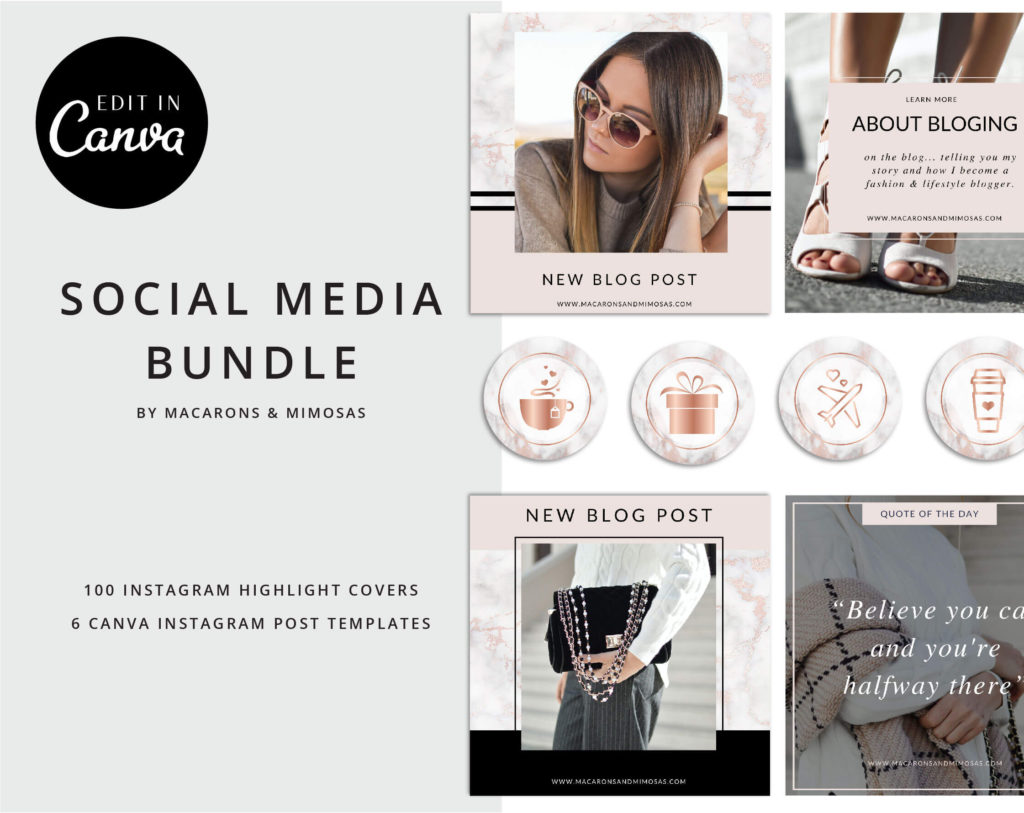 106 Rose Gold Marble Instagram Story Highlights Icons • Macarons and ...