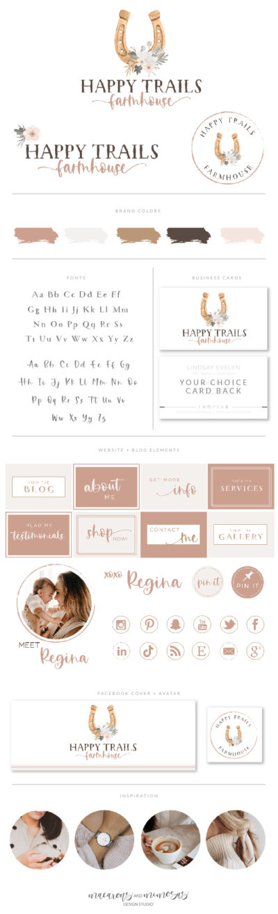 Horse Shoe Logo Design Happy Trails Logo Set • Macarons and Mimosas
