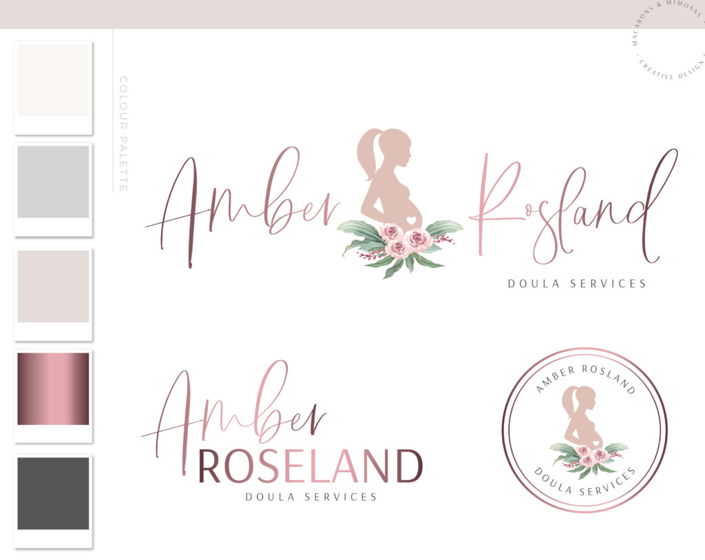 Amber Roseland Logo Set • Macarons and Mimosas