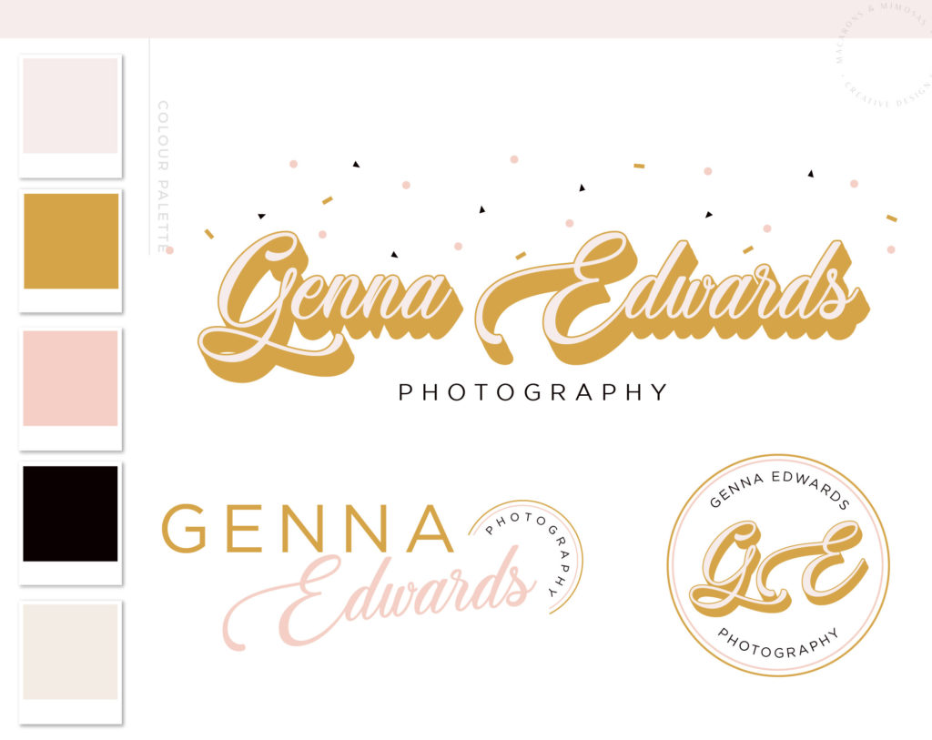boho confetti logo • Genna Edwards Logo Set • Macarons and Mimosas