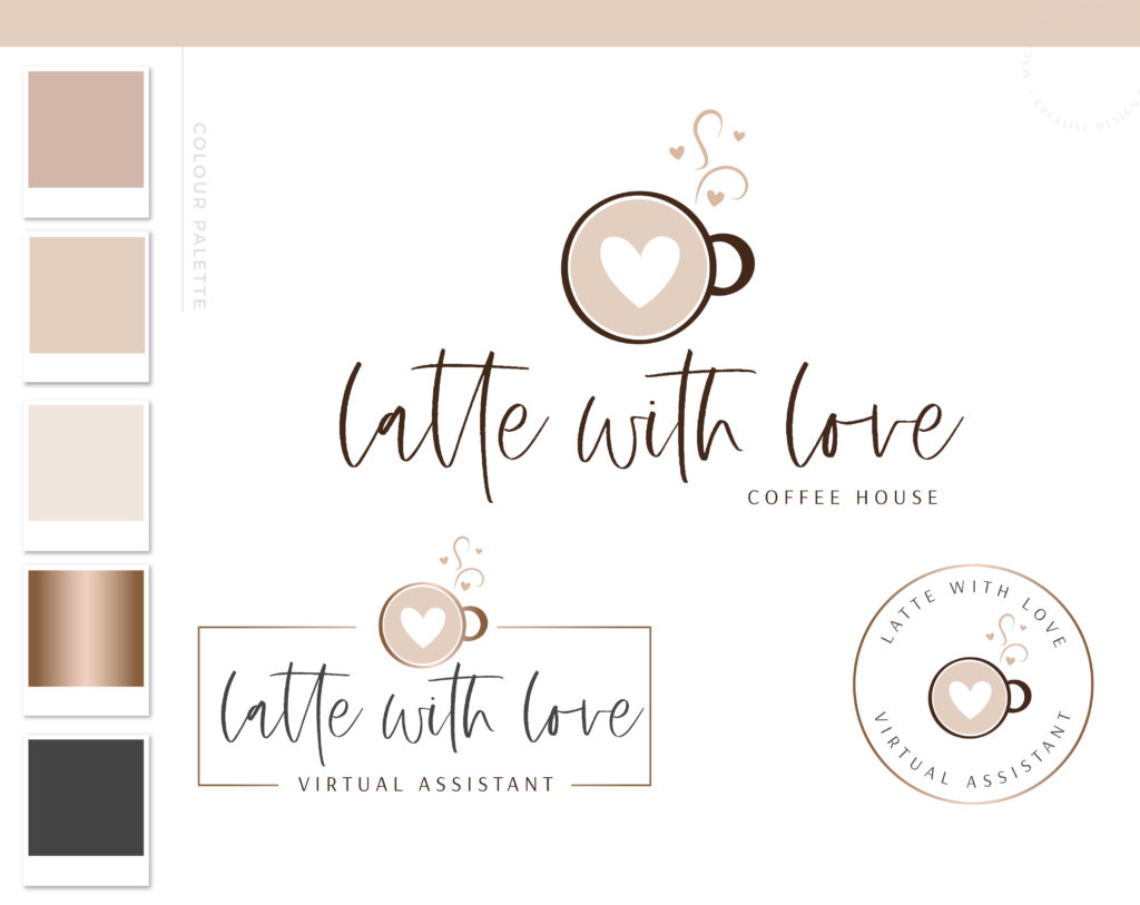 Heart Latte Logo Design • Macarons and Mimosas