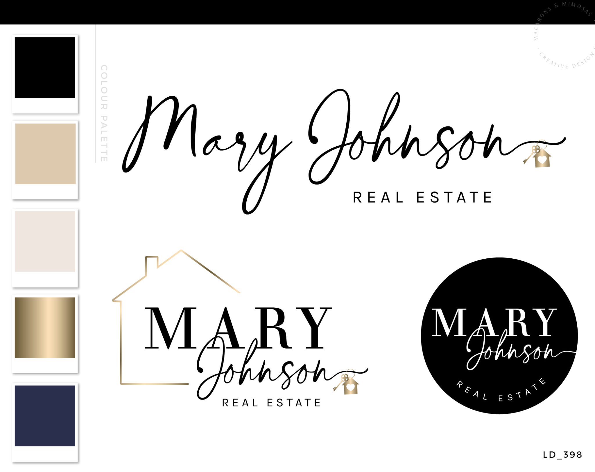 Realtor House Key Logo • Macarons and Mimosas