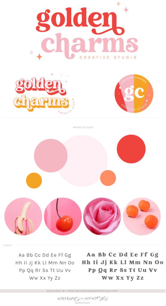 Groovy Retro Logo Design Branding Kit • Macarons and Mimosas