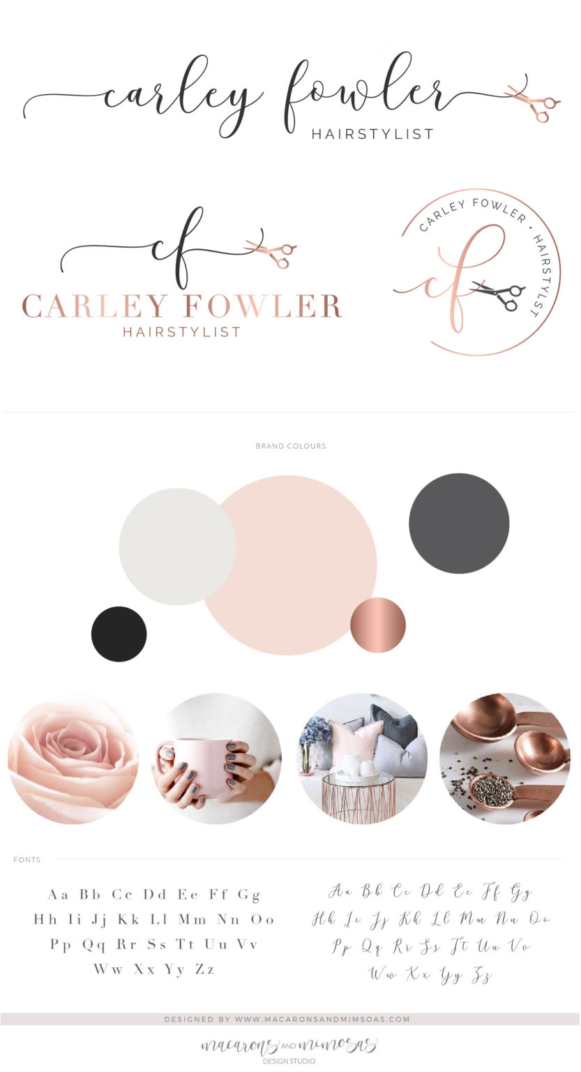 Hair stylist Logo Design • Macarons and Mimosas