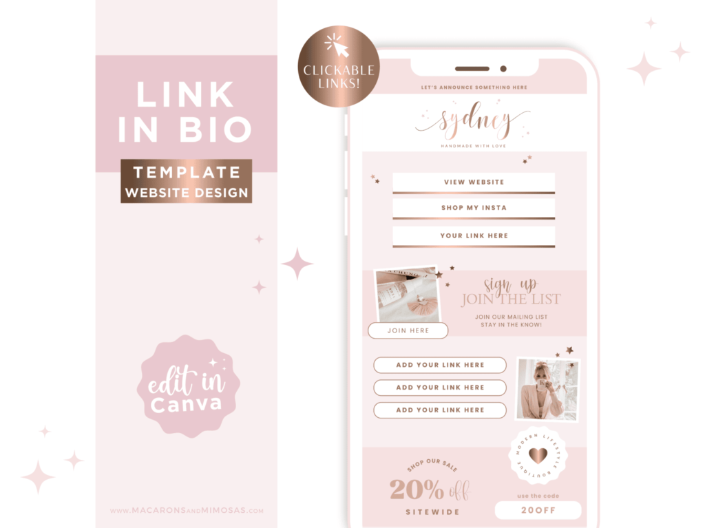 About Me Template for Link in Social Media • Macarons and Mimosas