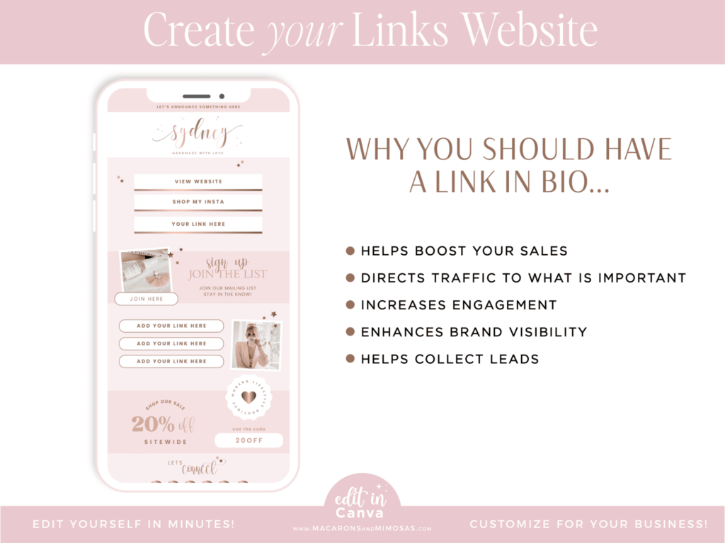 About Me Template for Link in Social Media • Macarons and Mimosas
