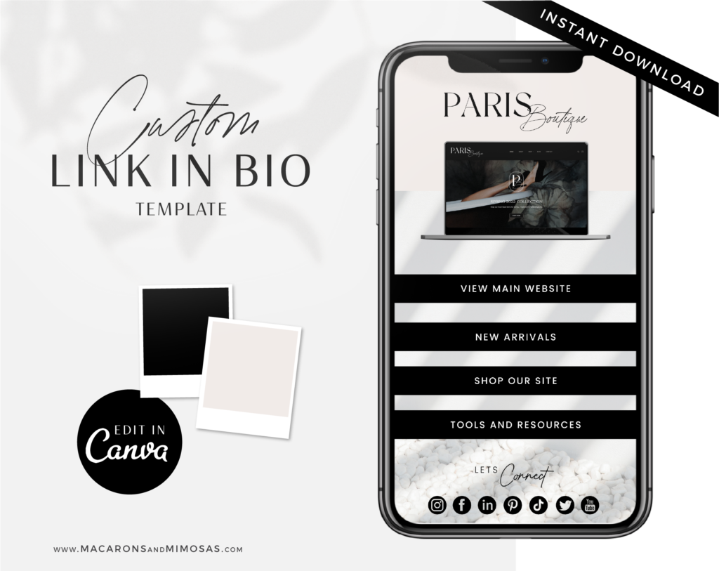 Modern Link in Bio Page Template • Macarons and Mimosas