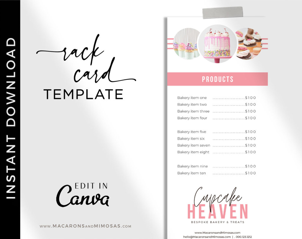 Bakery Price List Menu Template • Macarons and Mimosas