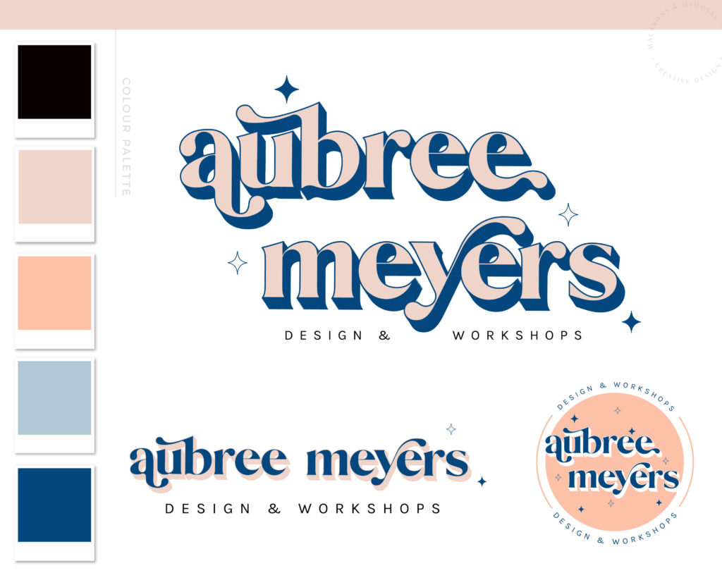 Retro Logo Design Package • Macarons and Mimosas