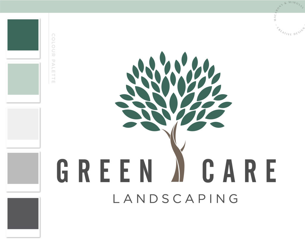 Green Care Logo Design • Macarons and Mimosas