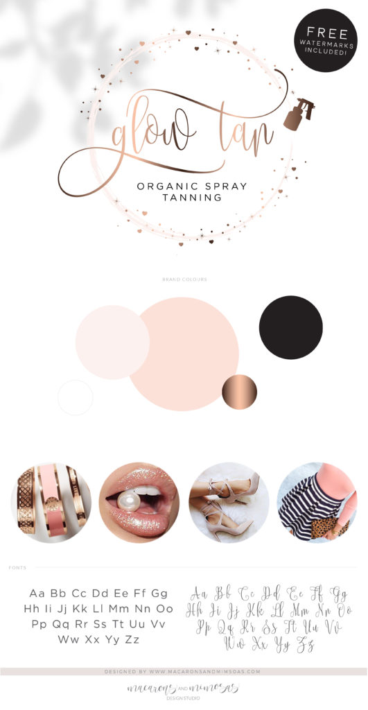 Glow Tan Logo Design • Macarons and Mimosas