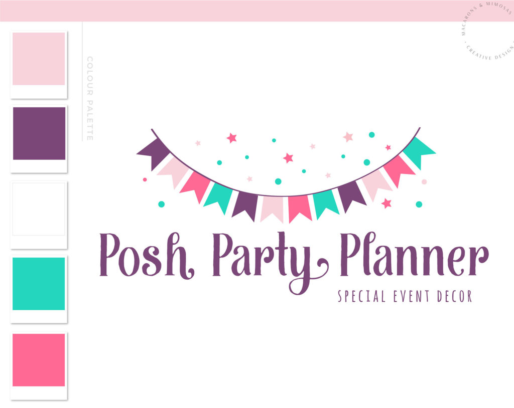Posh Party Planner Logo Design • Macarons and Mimosas