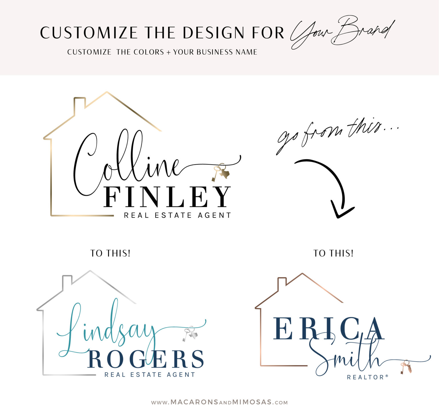 Texas Real Estate Logo Design • Macarons and Mimosas