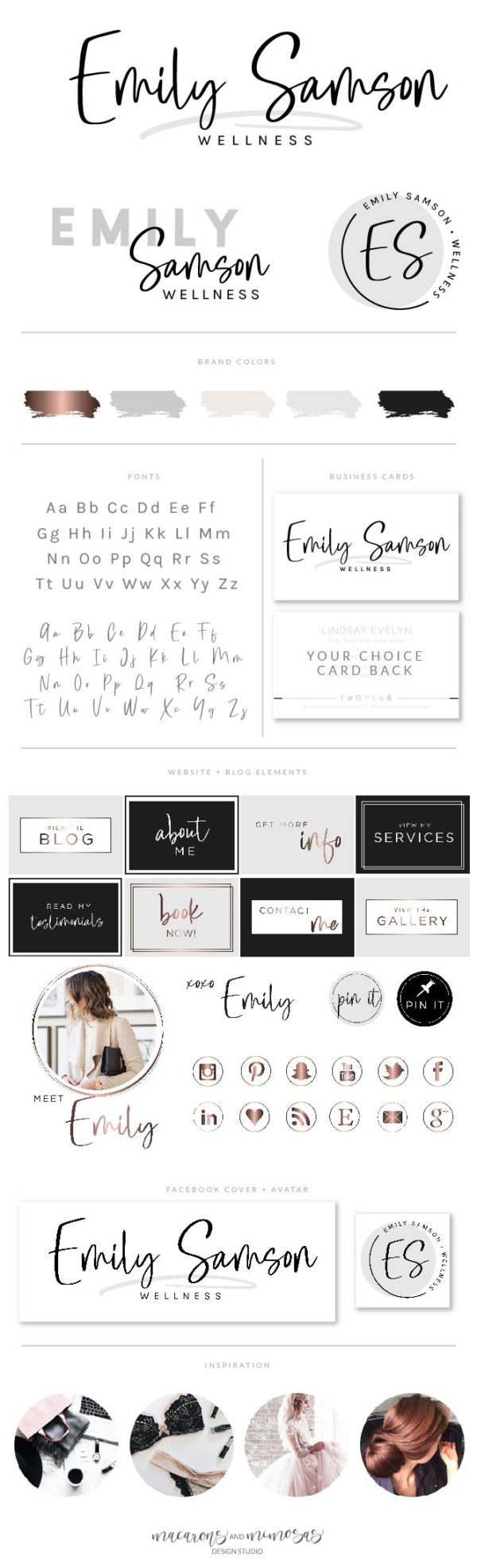 Signature Feminine Watercolor Logo • Macarons and Mimosas