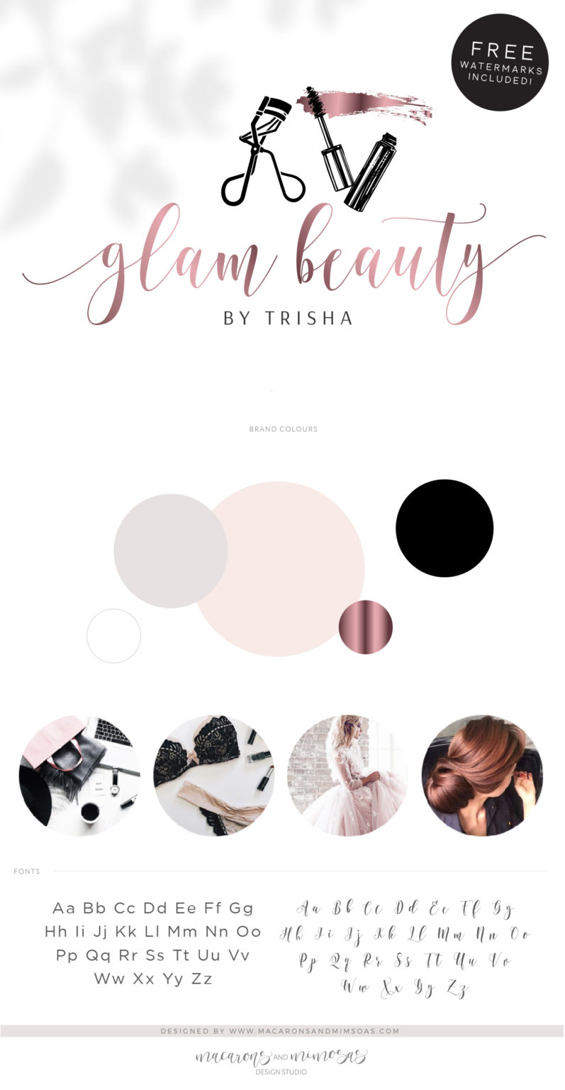 Glam Beauty Logo Design • Macarons and Mimosas