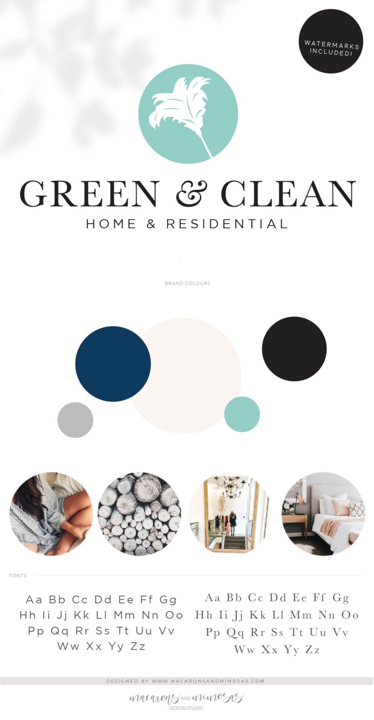 Green& Clean Logo Design • Macarons and Mimosas