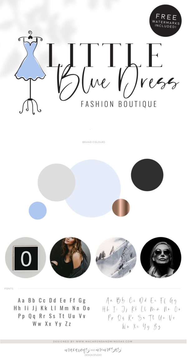 Little Blue Dress Logo Design • Macarons and Mimosas