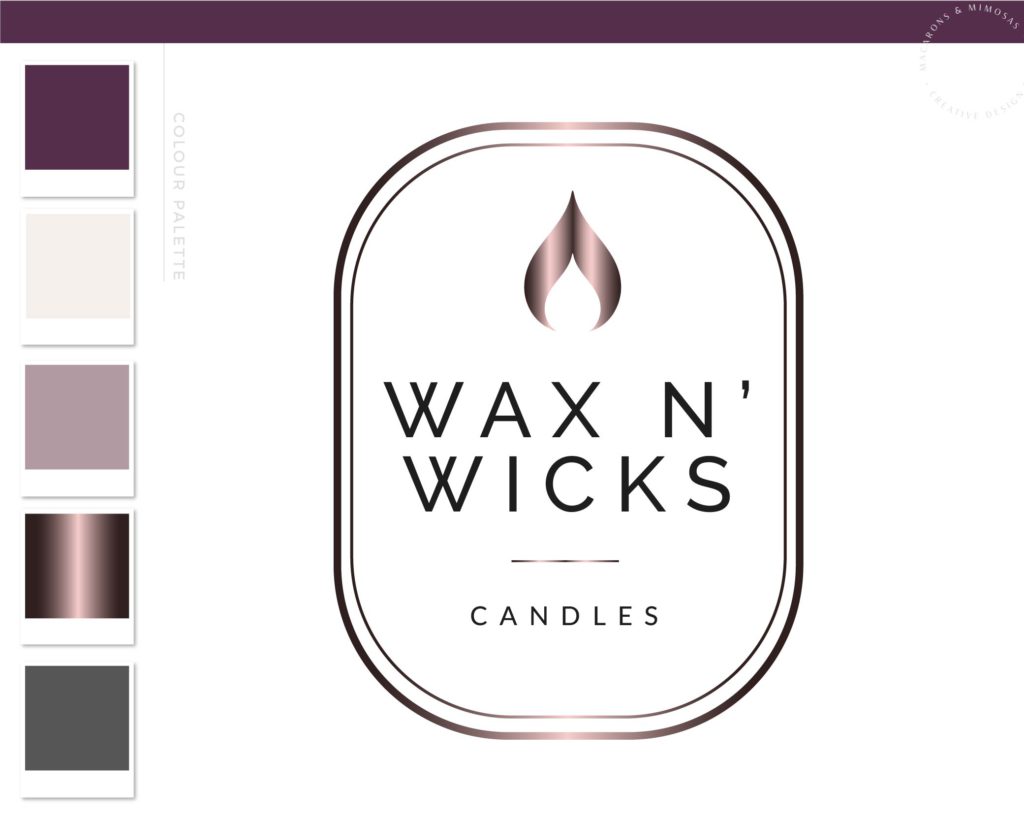 Wax n' Wicks Logo Design • Macarons and Mimosas
