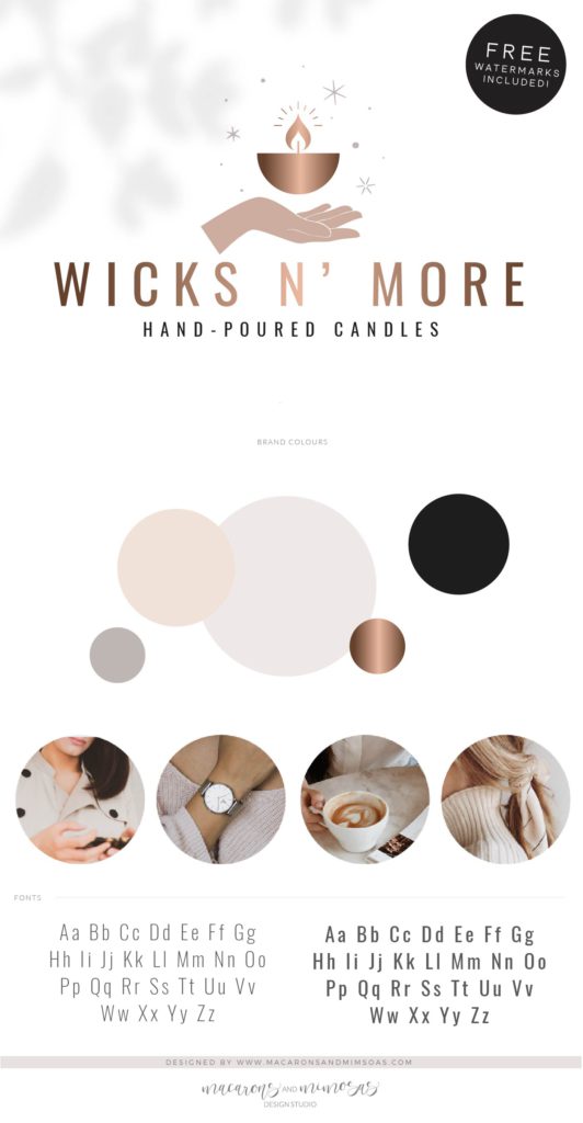Wicks n' More Logo Design • Macarons and Mimosas