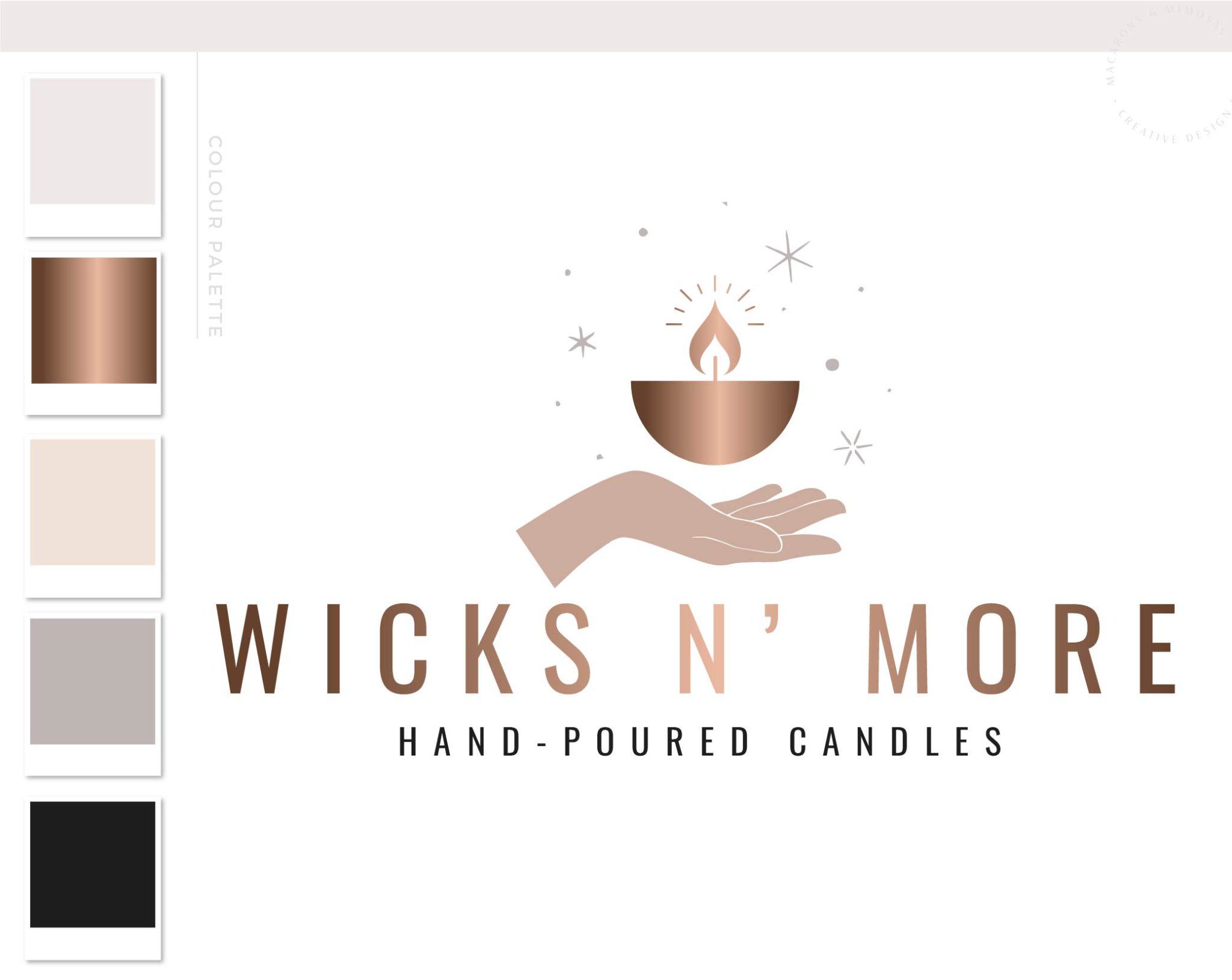 Wicks n' More Logo Design • Macarons and Mimosas