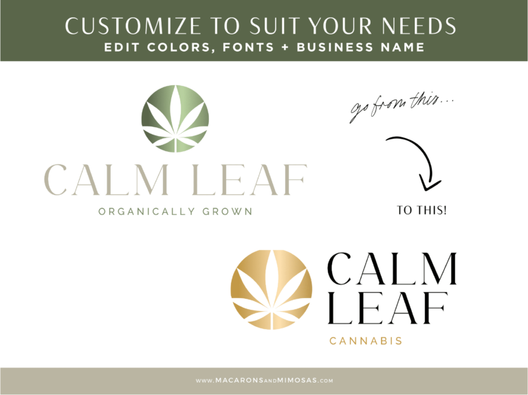 Cannabis Logo Design Template • by Macarons and Mimosas