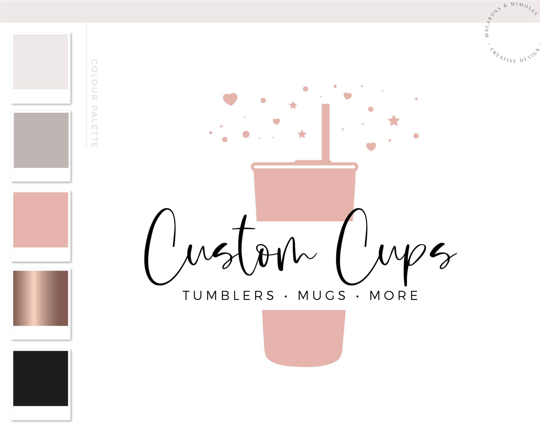 Custom Cups Logo Design • Macarons and Mimosas