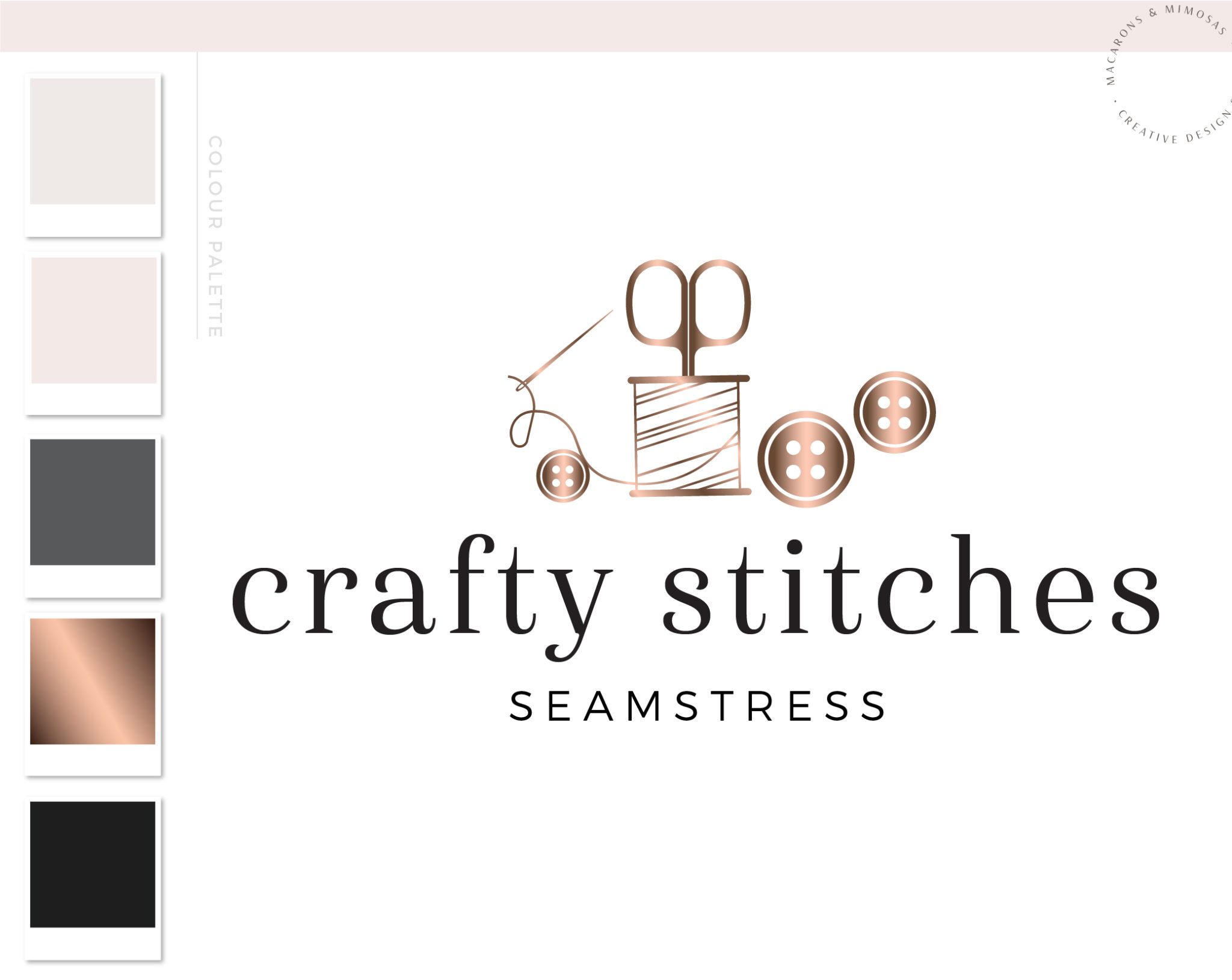 Crafty Stitches Logo Design • Macarons and Mimosas