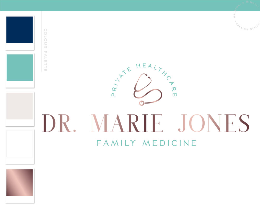 Dr. Marie Jones Logo Design • Macarons and Mimosas