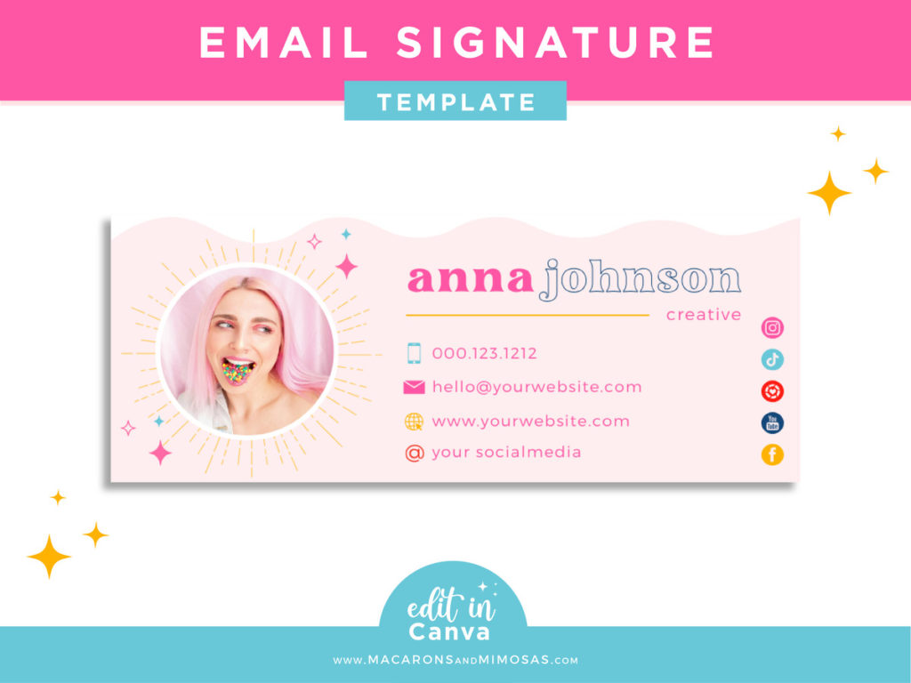 Bright Retro Email Signature Template • Macarons and Mimosas