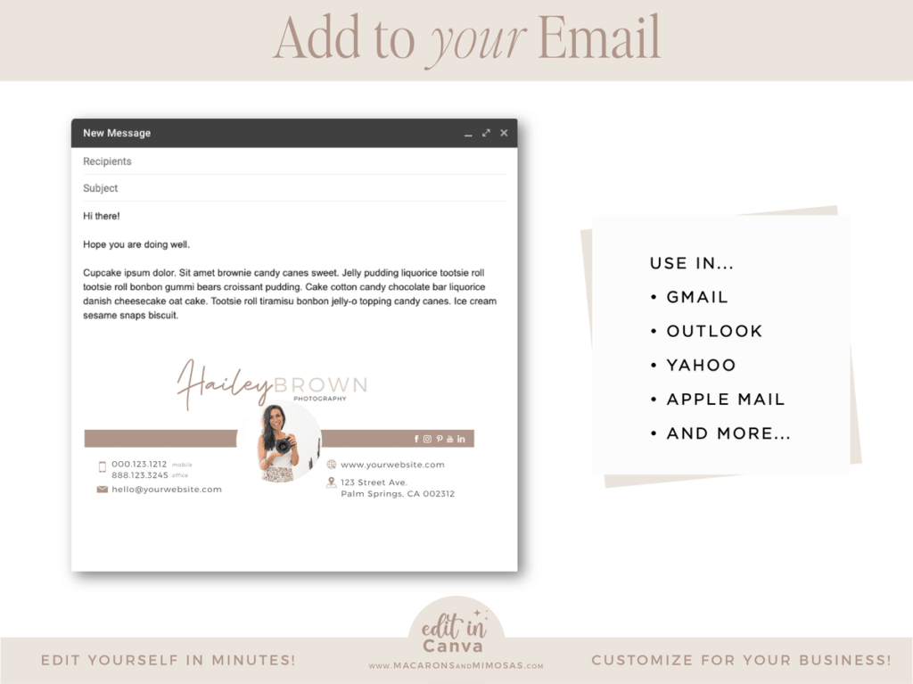 Custom Email Signature Template • Macarons and Mimosas