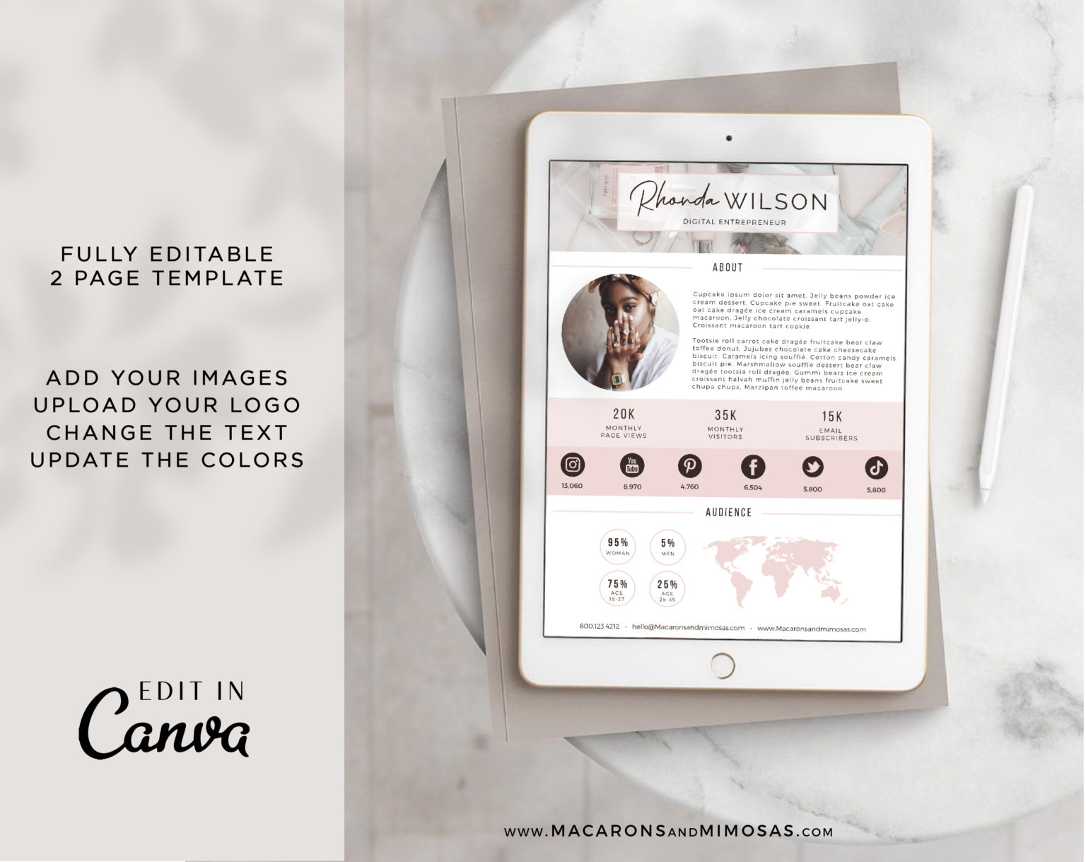 Pretty media kit examples • Macarons and Mimosas