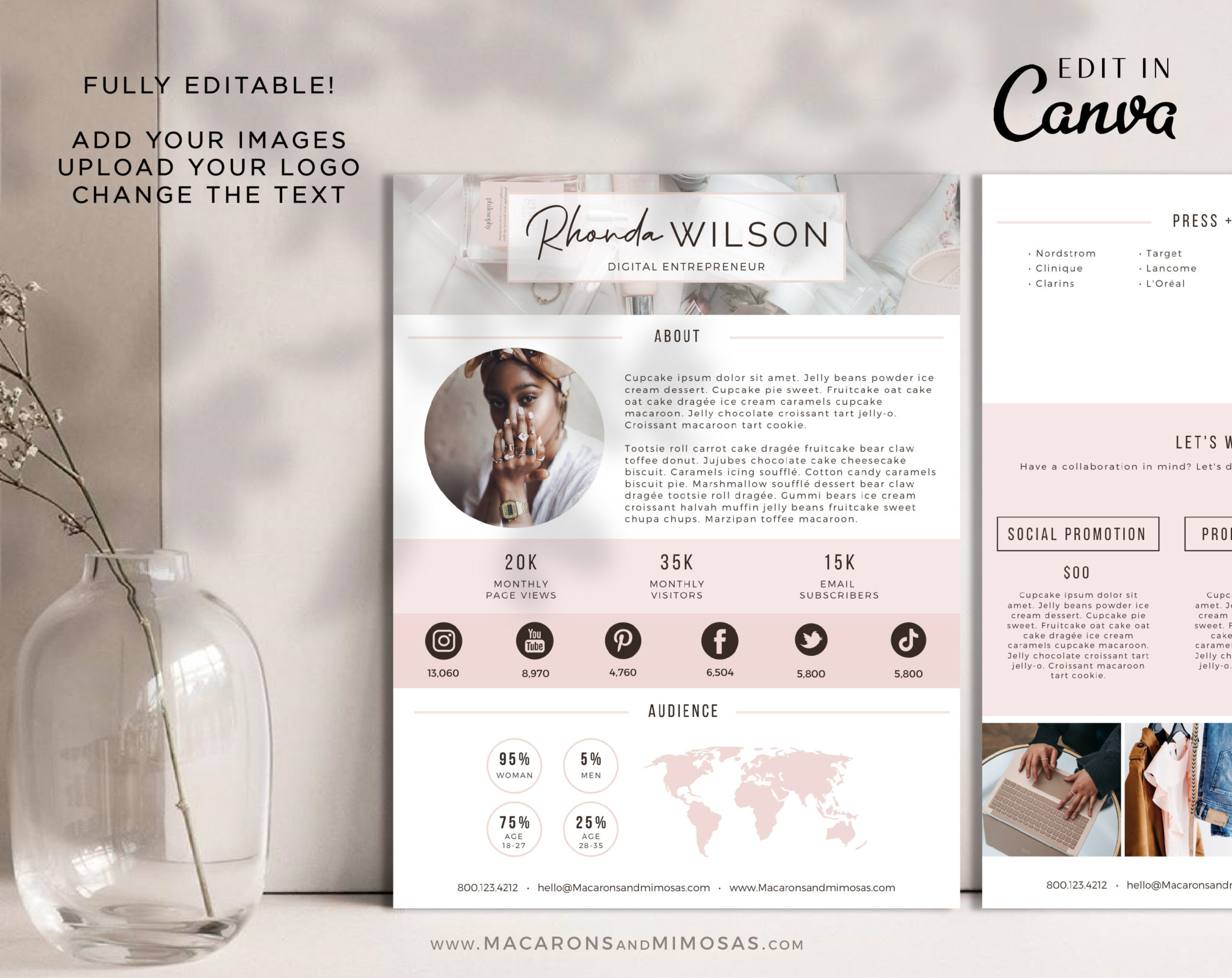 Pretty media kit examples • Macarons and Mimosas