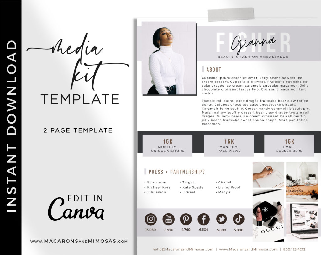 Best media kit examples • Macarons and Mimosas
