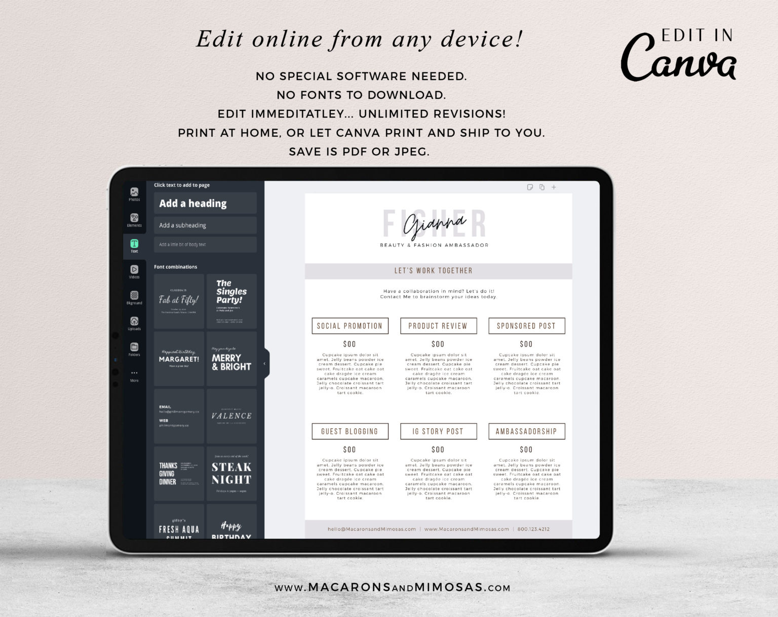 Best media kit examples • Macarons and Mimosas