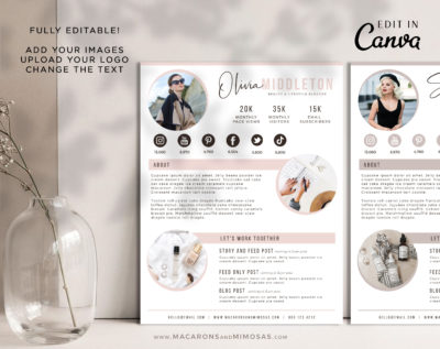Media Kit Canva Template • Macarons and Mimosas