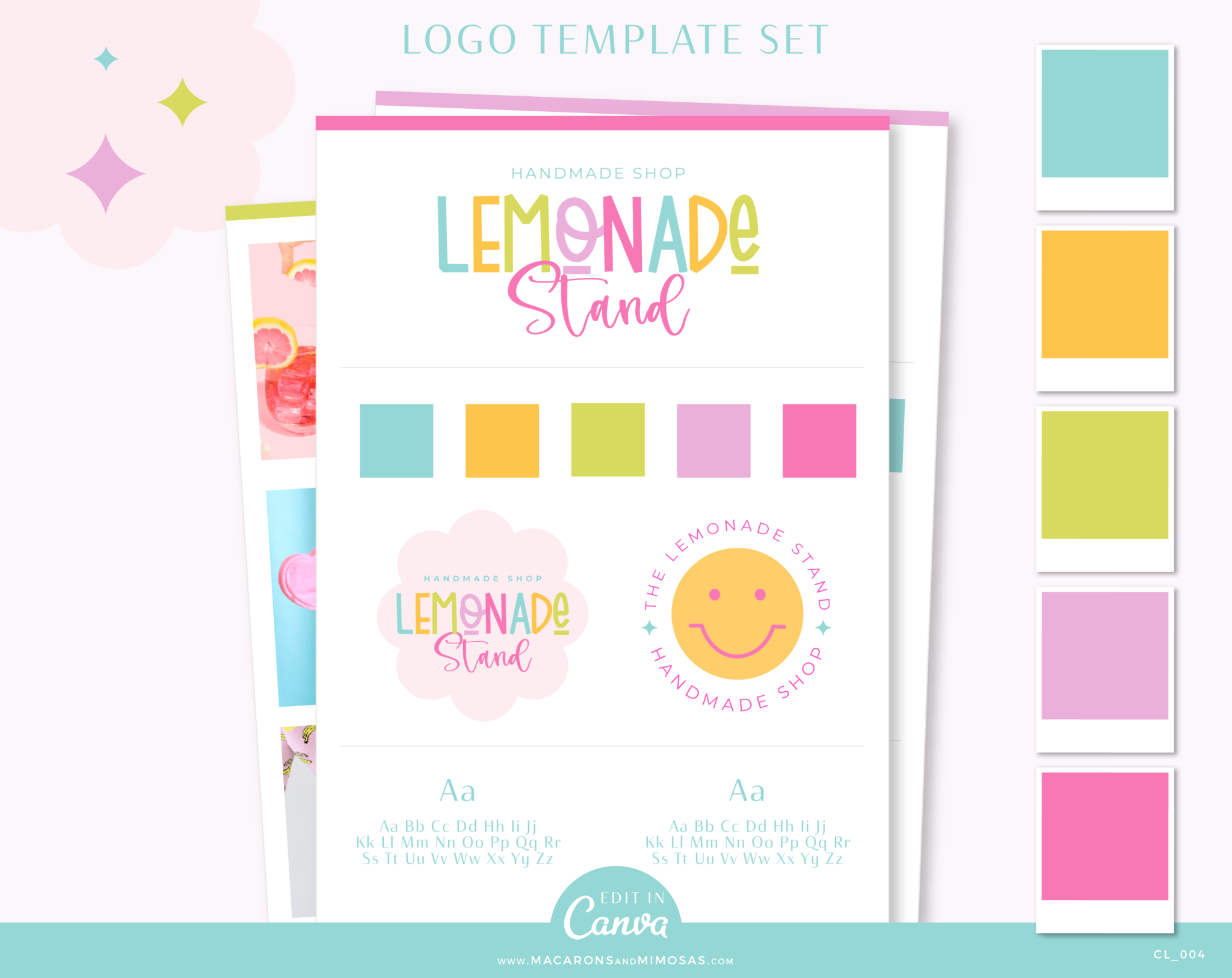 Bright Rainbow Editable Business Card • Macarons and Mimosas