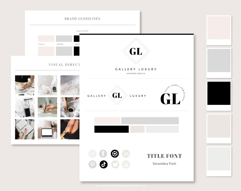 Semi-Custom Brand Design and Premade Logos • Macarons and Mimosas