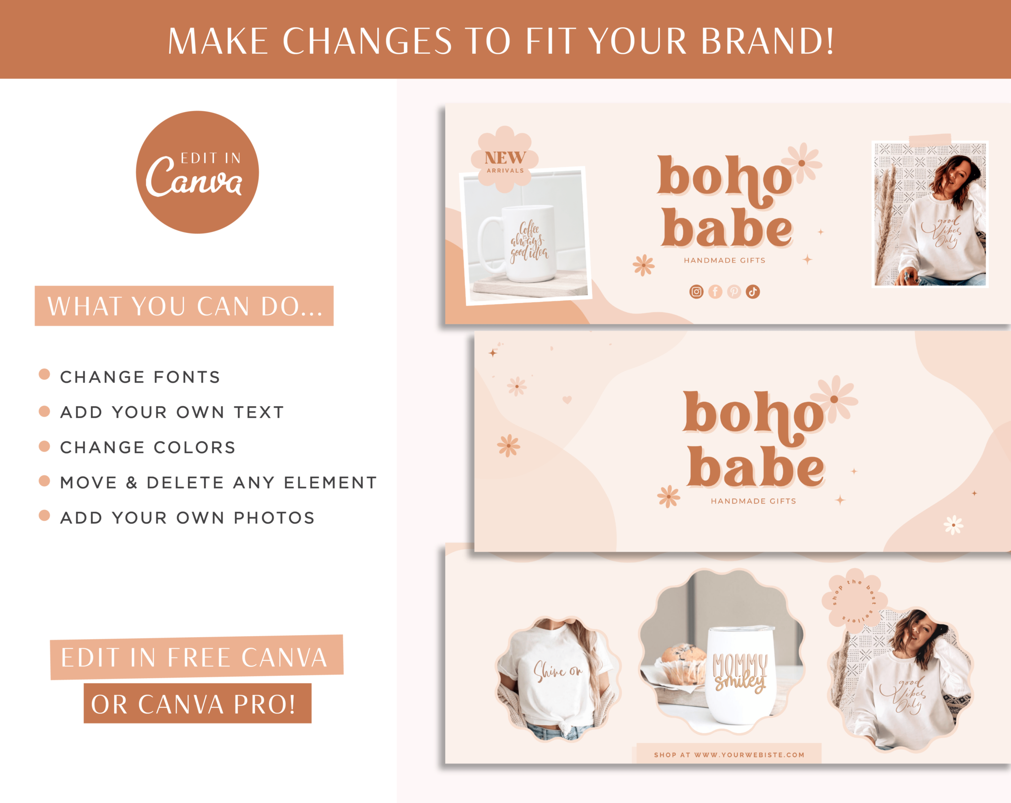 Boho Facebook Banner Design Canva • Macarons and Mimosas