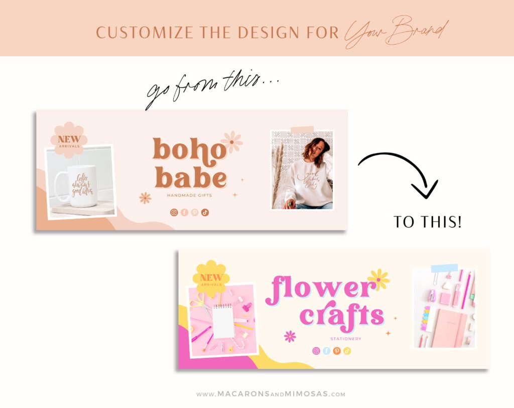 Boho Facebook Banner Design Canva • Macarons and Mimosas