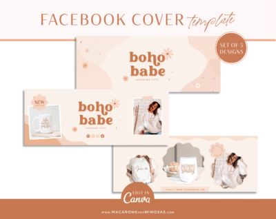 Boho Facebook Banner Design Canva • Macarons and Mimosas