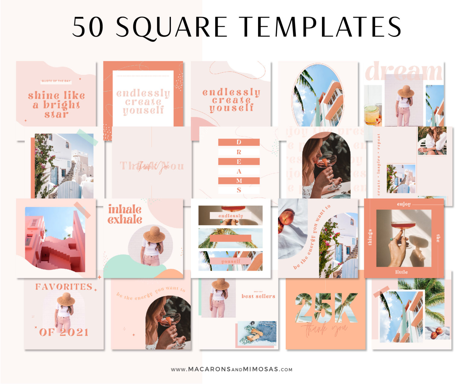 Boho Instagram Templates for Canva • Macarons and Mimosas