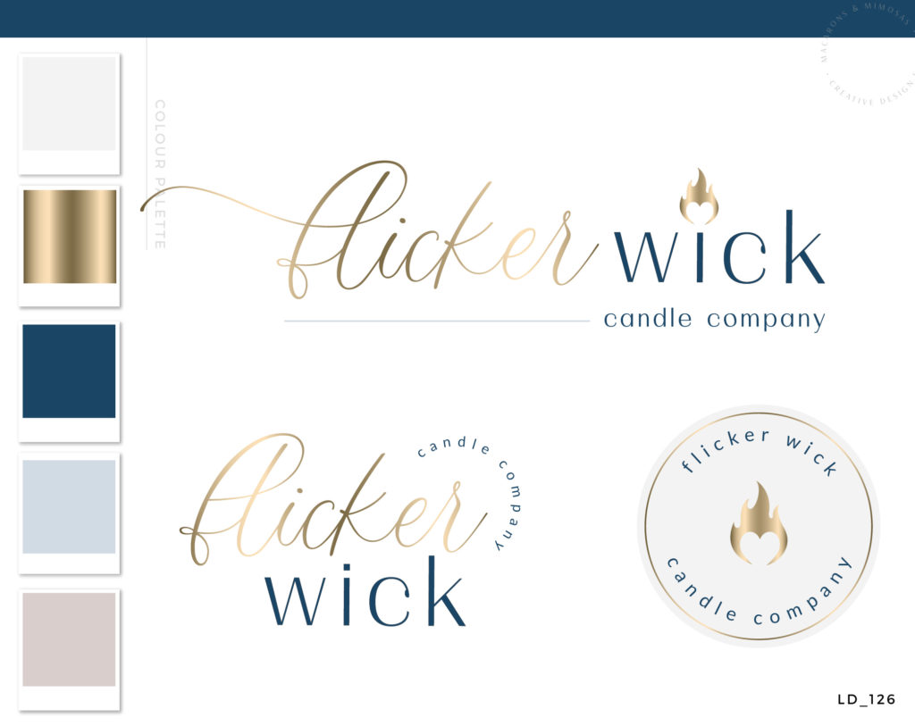 Candle wick Logo Design • Macarons and Mimosas