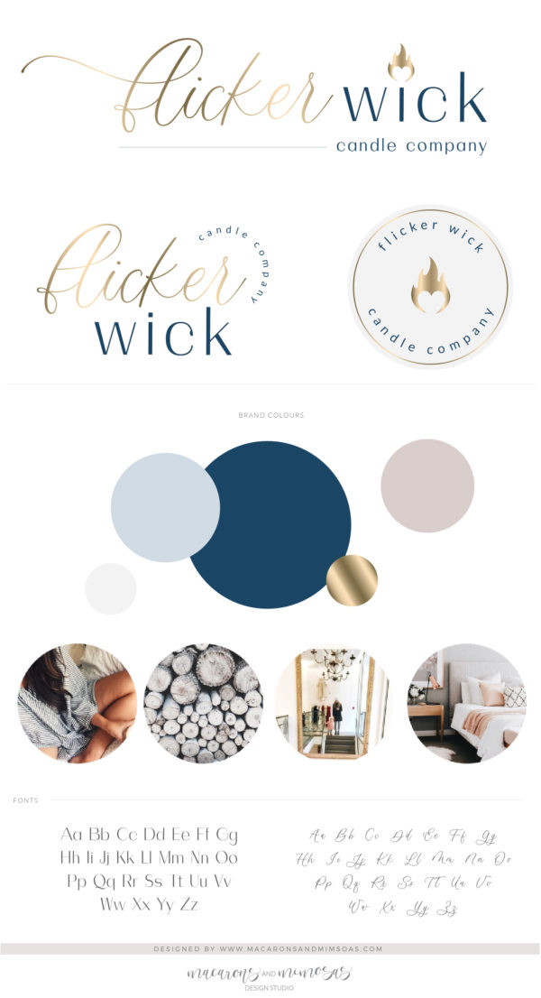 Candle wick Logo Design • Macarons and Mimosas