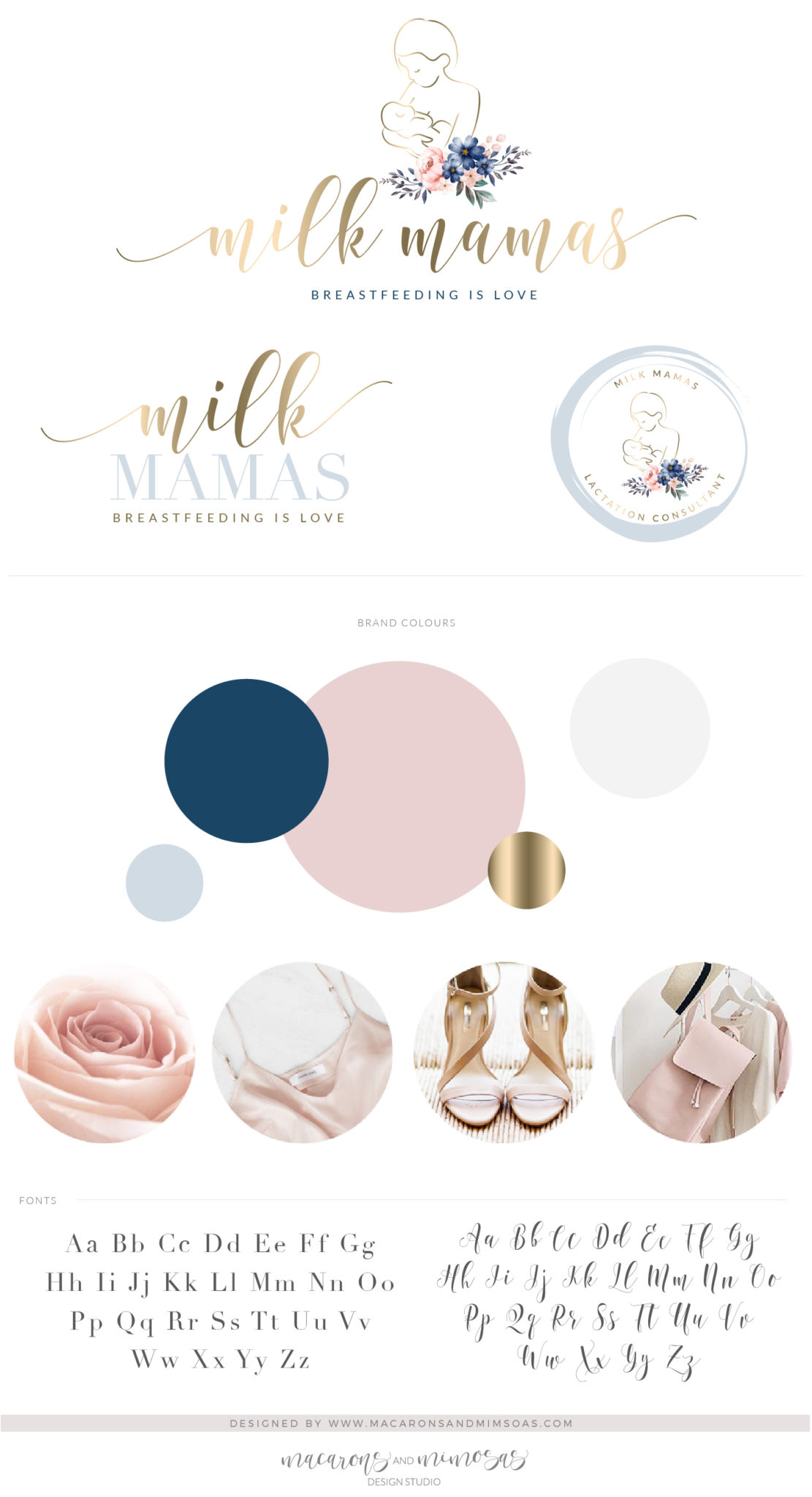 Floral Breastfeeding Logo Design • Macarons and Mimosas