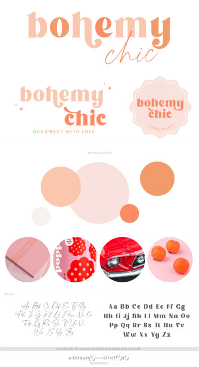 Modern Boho Logo Design • Macarons and Mimosas