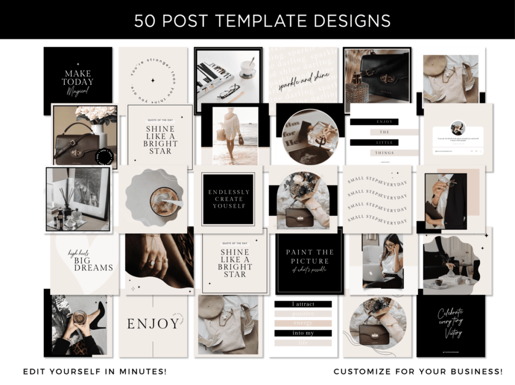 Instagram Templates for Business in a Modern Aesthetic • Macarons and ...