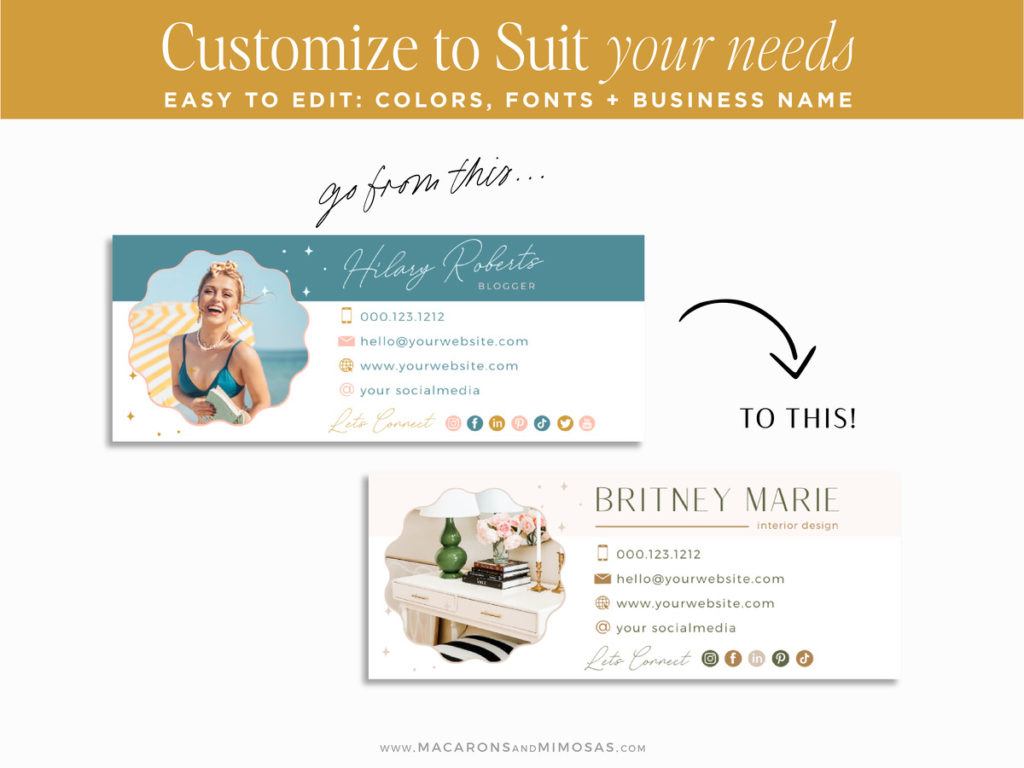 Colorful Boho Email Signature Template • Macarons and Mimosas