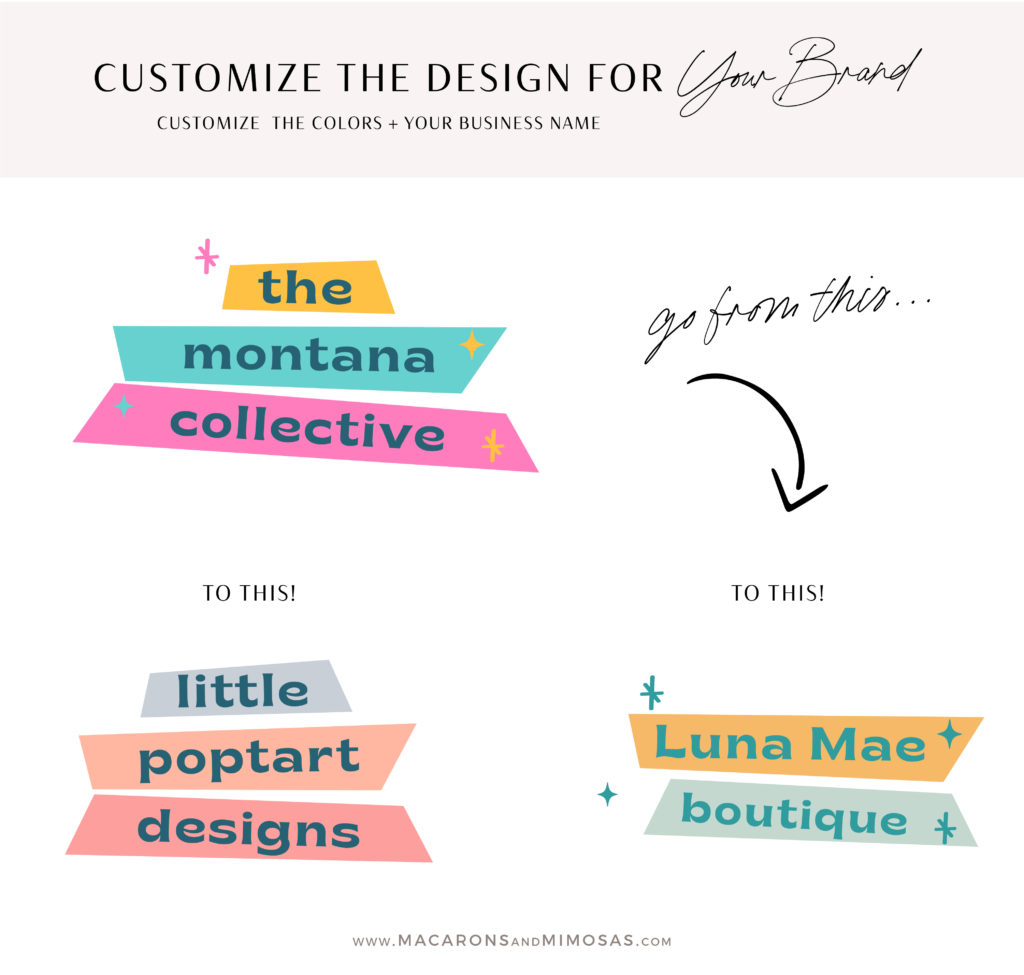 Mid Century Modern Logo Design • by Macarons and Mimosas
